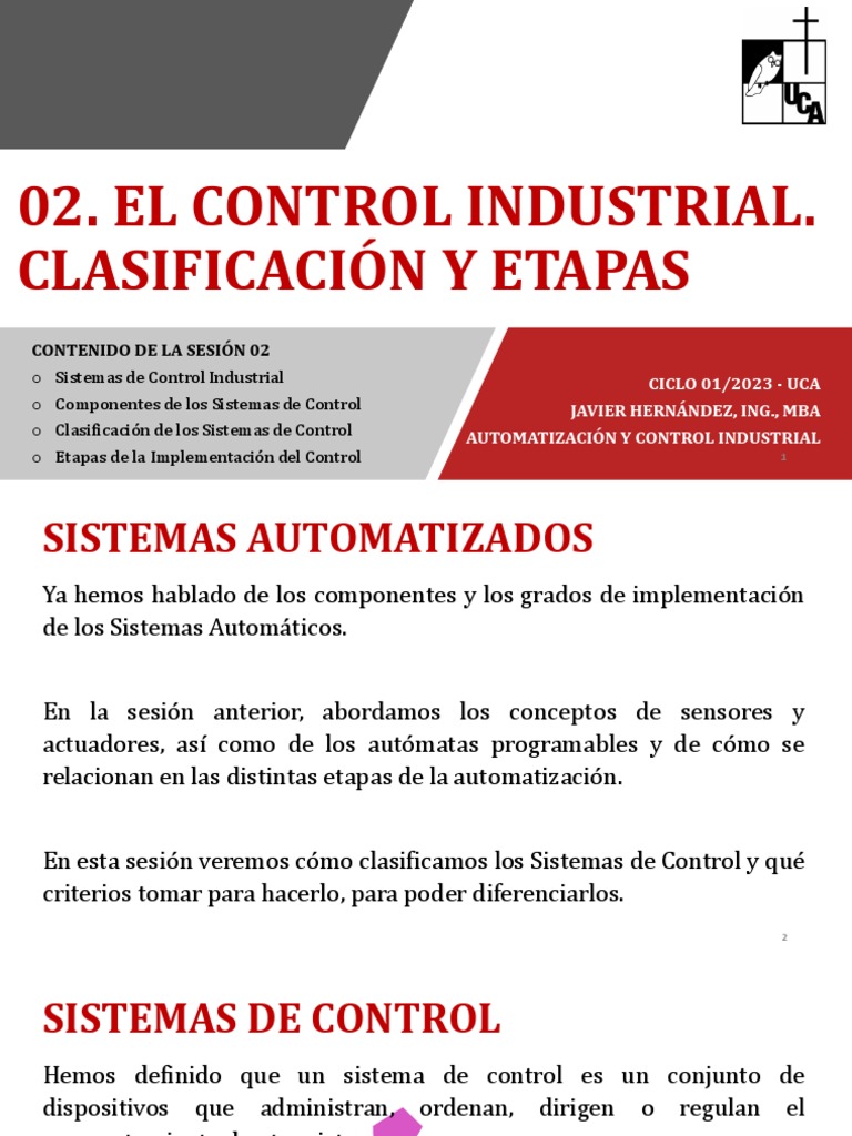 El Control Industrial. Clasificación y Etapas | PDF | Automatización | Sistema de control