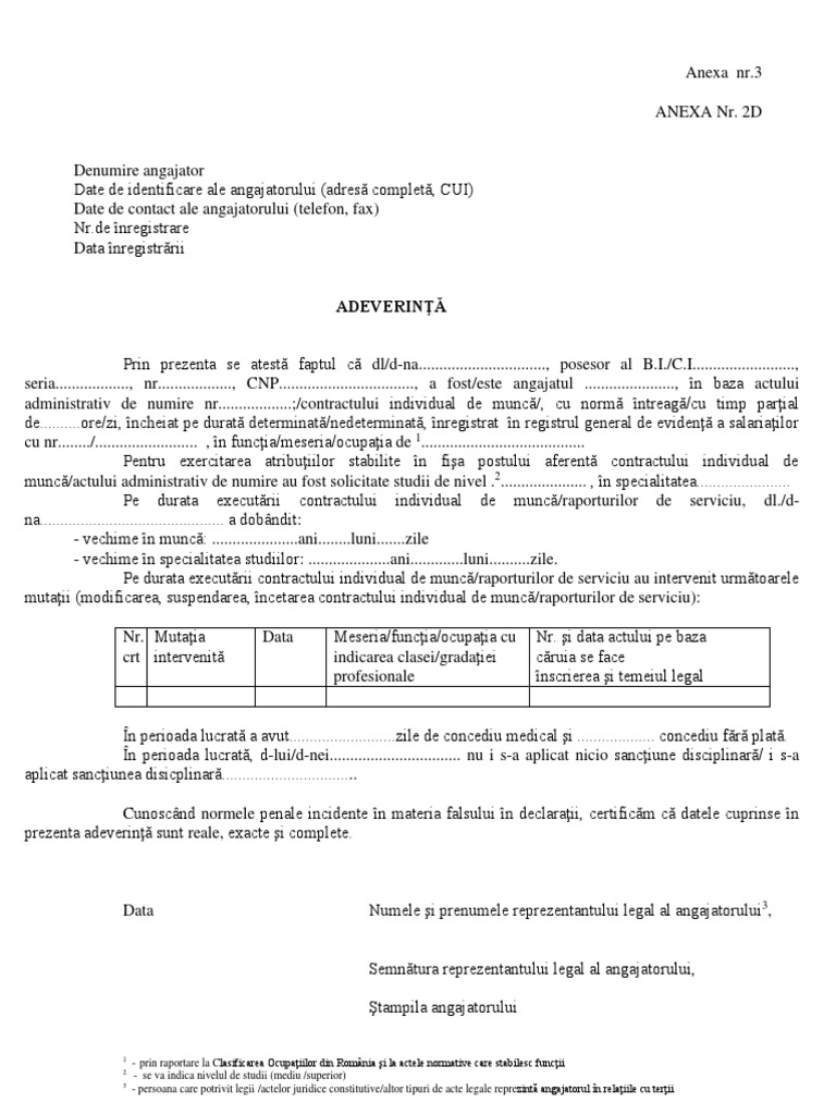 Anexa NR 3 ADEVERINTA | PDF