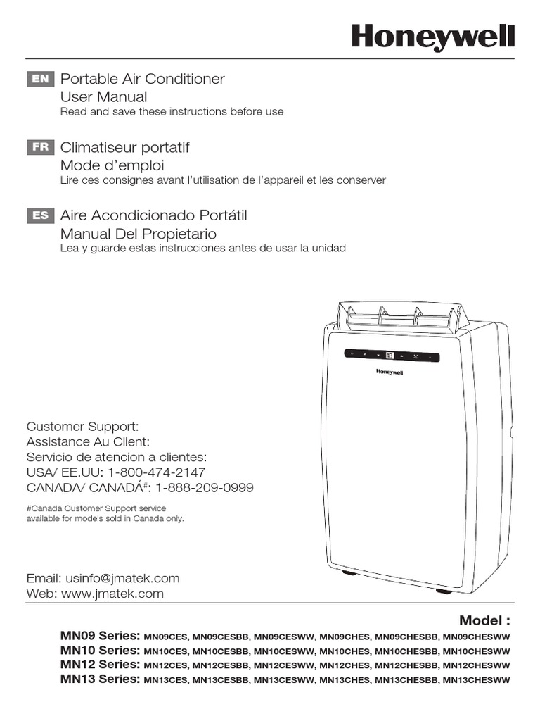 Honeywell Portable Air Conditioner MN Series Manual | PDF | Air ...