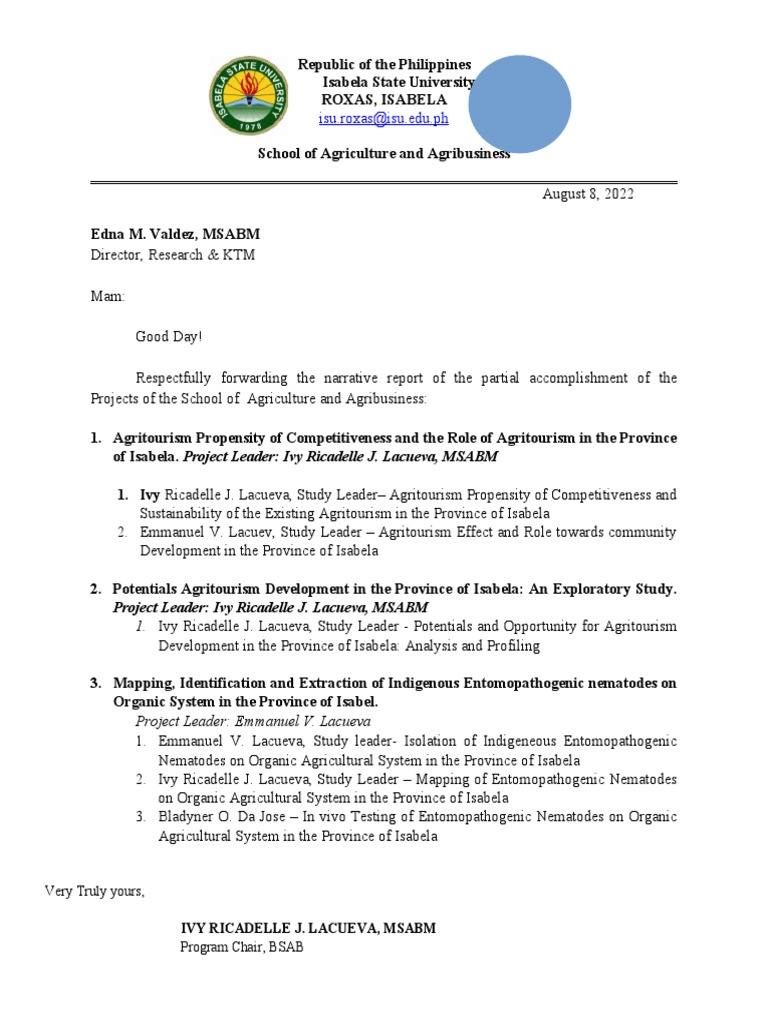 2-NARRATIVE-ACCOMPLISHMENT-REPORT-BSAB-1 | PDF | Agriculture