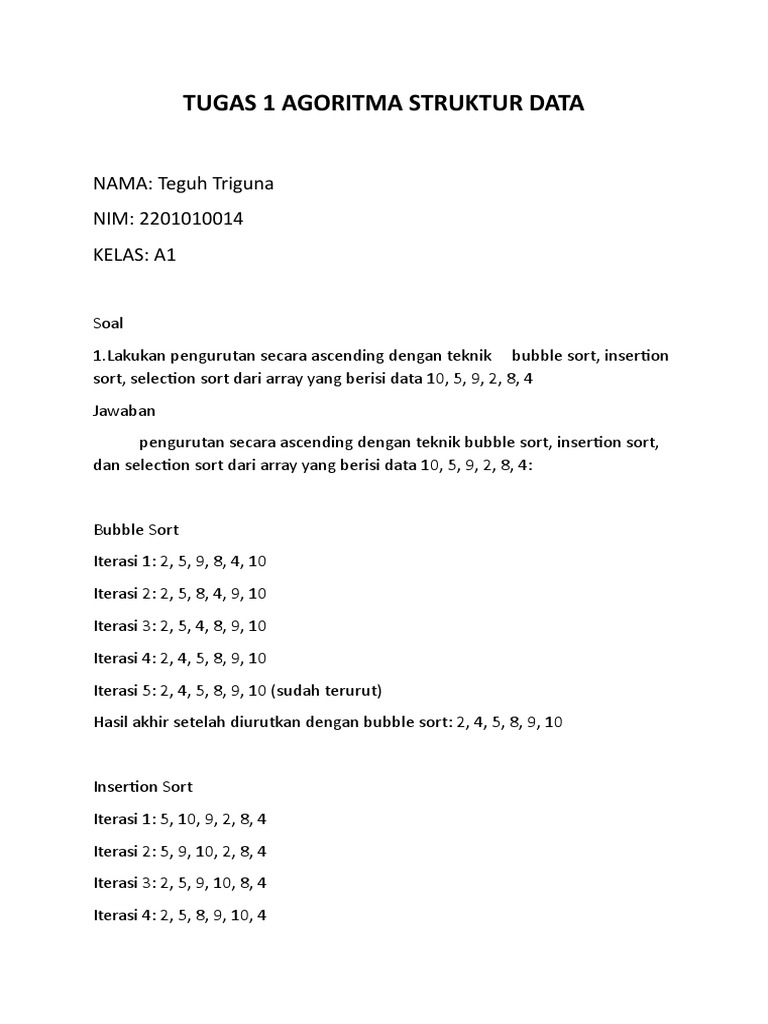 Tugas 1 Agoritma Struktur Data | PDF