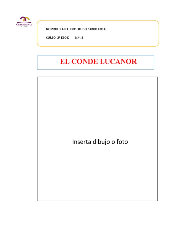 Ficha El Conde Lucanor - Hugo Barro Rosal | PDF