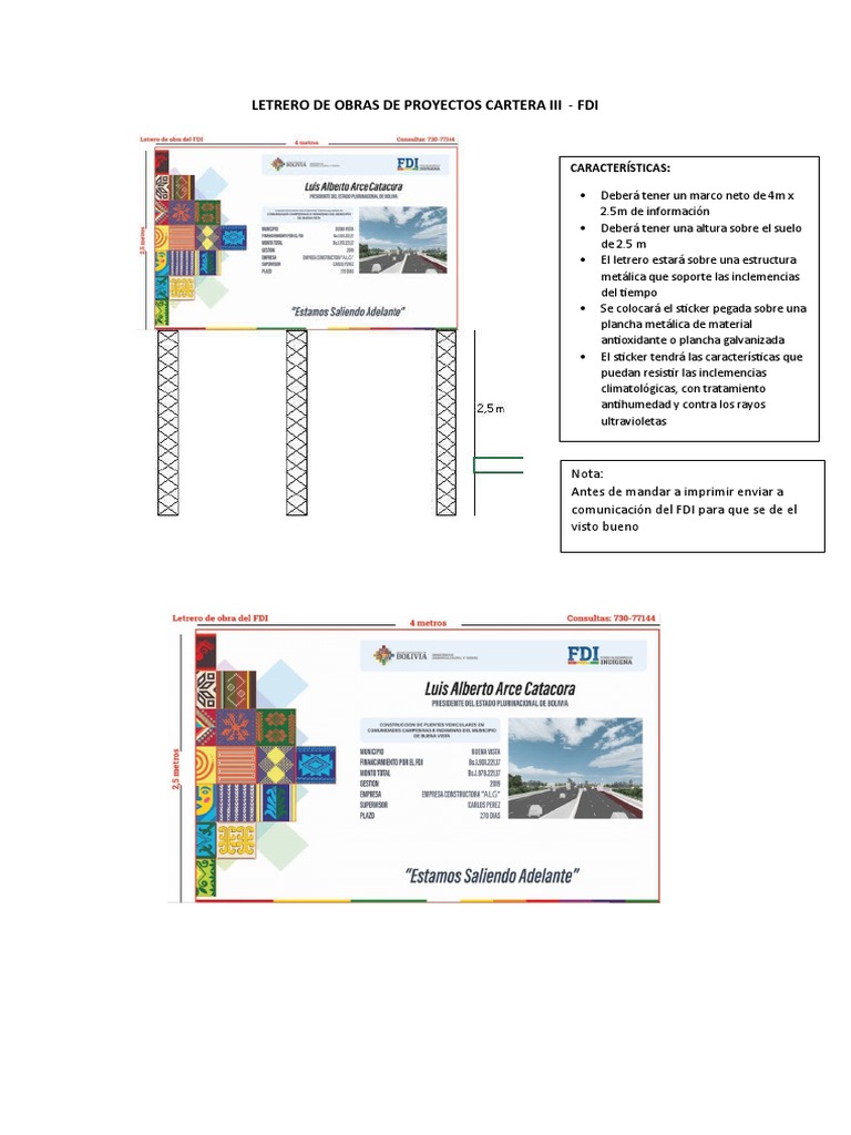 Letrero de Obras de Proyectos Cartera Iii | PDF