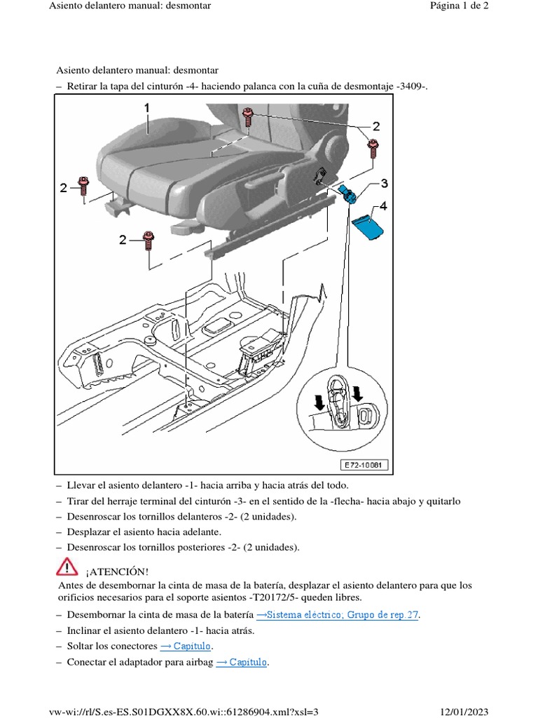 Desmontaje Asiento Delantero | PDF