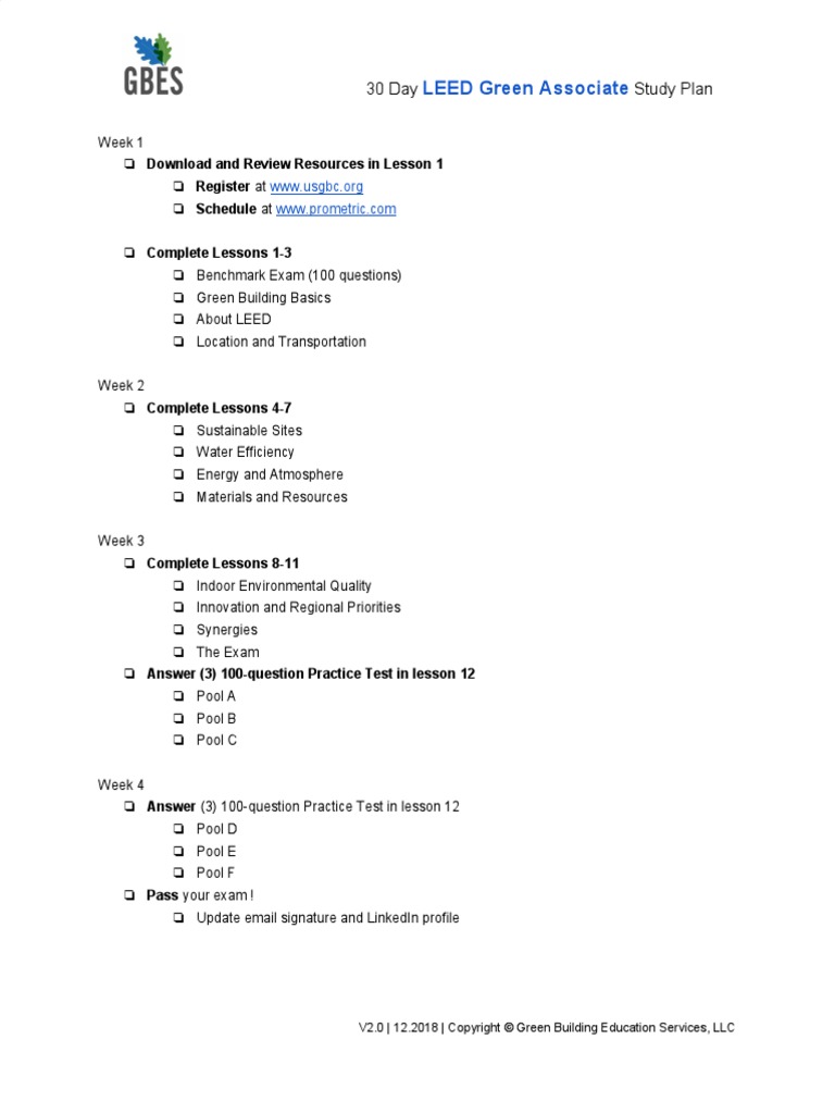 LEED GA - 30 Day - Study Planv2 | PDF