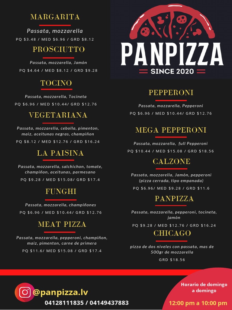 Menu Pan Pizza PDF | PDF | Pizza | Cocina africana
