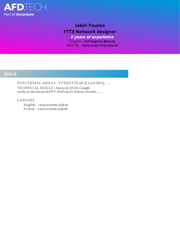 SKILL FILE - AFD - TECH - JABIRI Younes | PDF | Business