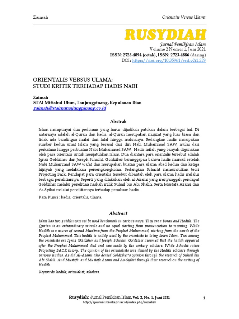 Kritik Ulama Terhadap Orientalis | PDF