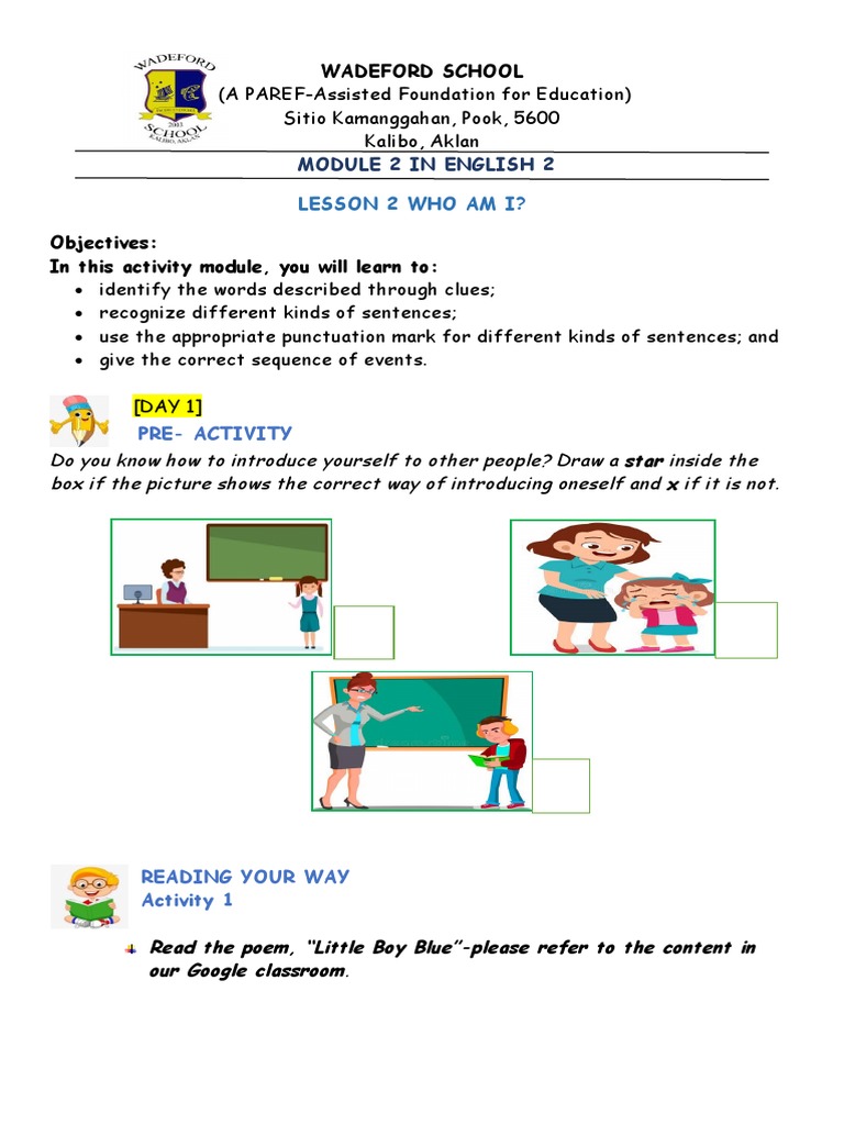 English 2 Module 2 | PDF | Question | Sentence (Linguistics)