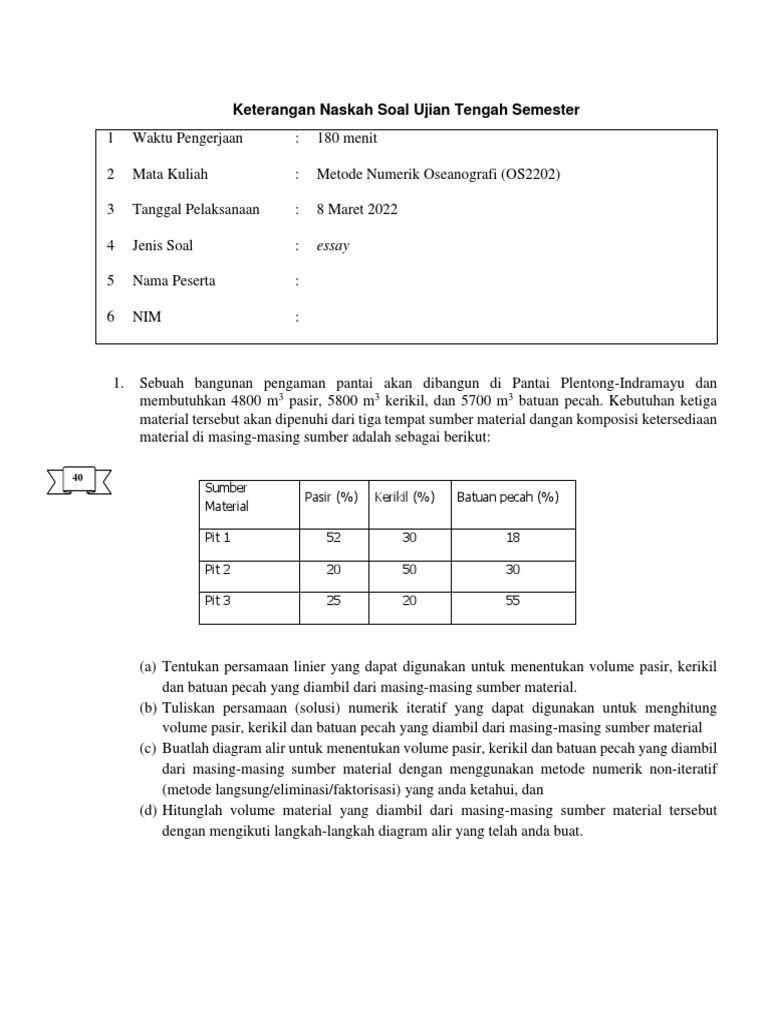 Soal UTS-2022 | PDF | Metode & Bahan Ajar | Sains & Matematika