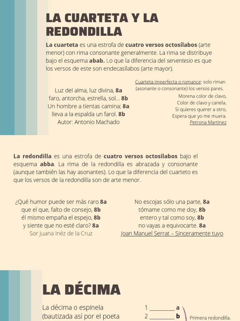 Cuarteta y Redondilla: Definición y Ejemplos | PDF | Rima | Fonética