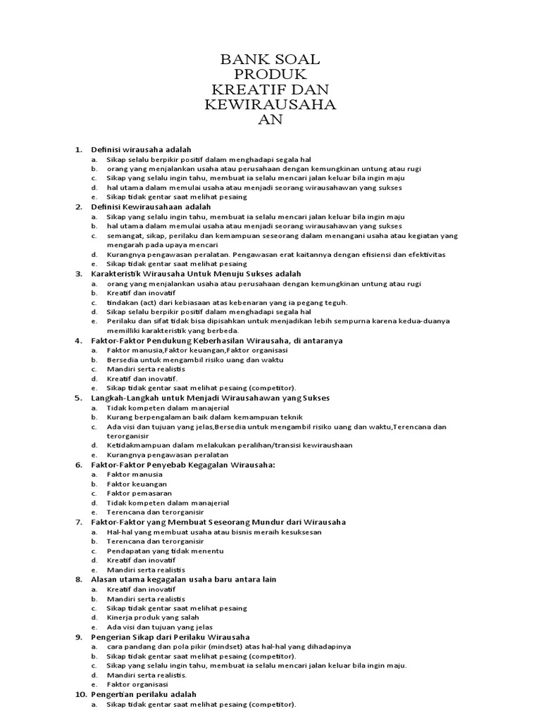 Bank Soal PKK Kelas Xi | PDF