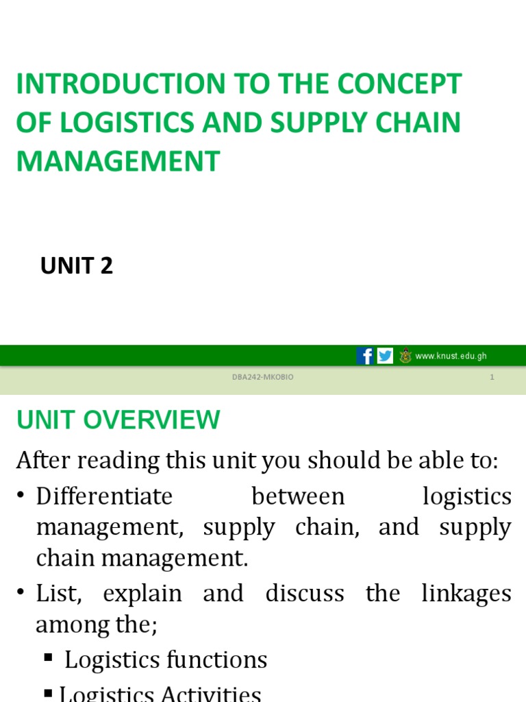 Unit 2 Introduction To Logistics | PDF