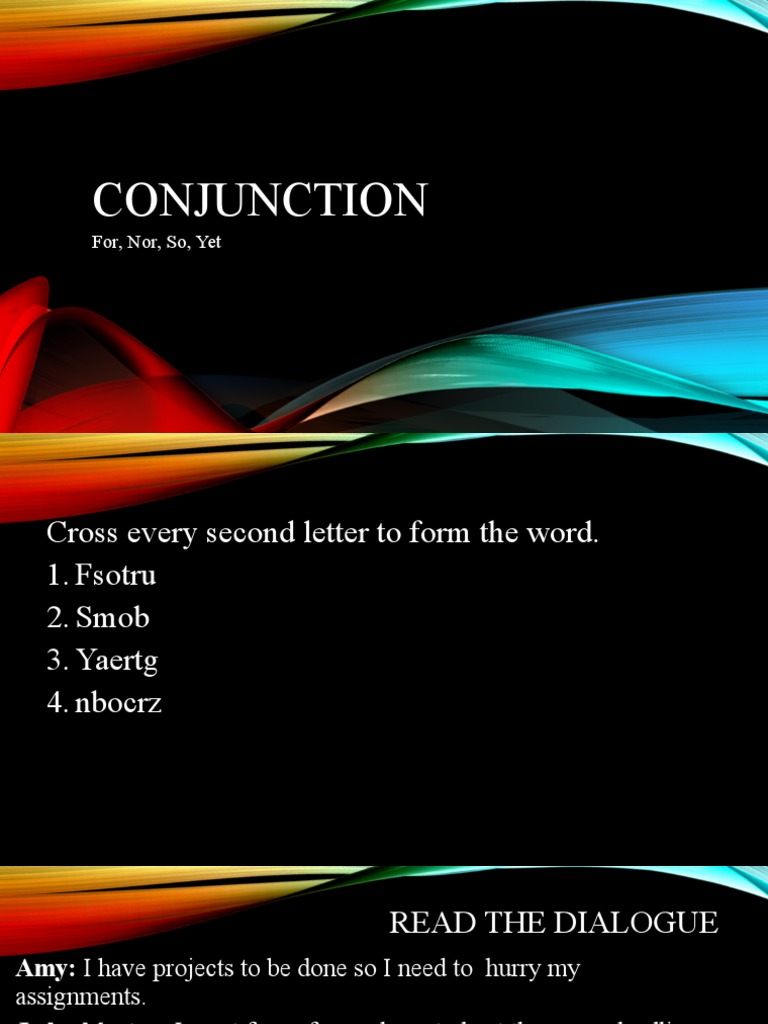 Conjunction For, Nor, Yet, So | PDF