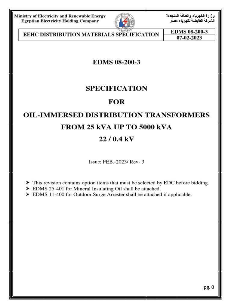 EEHC Transformer Specification Guide | PDF | Transformer | Insulator ...