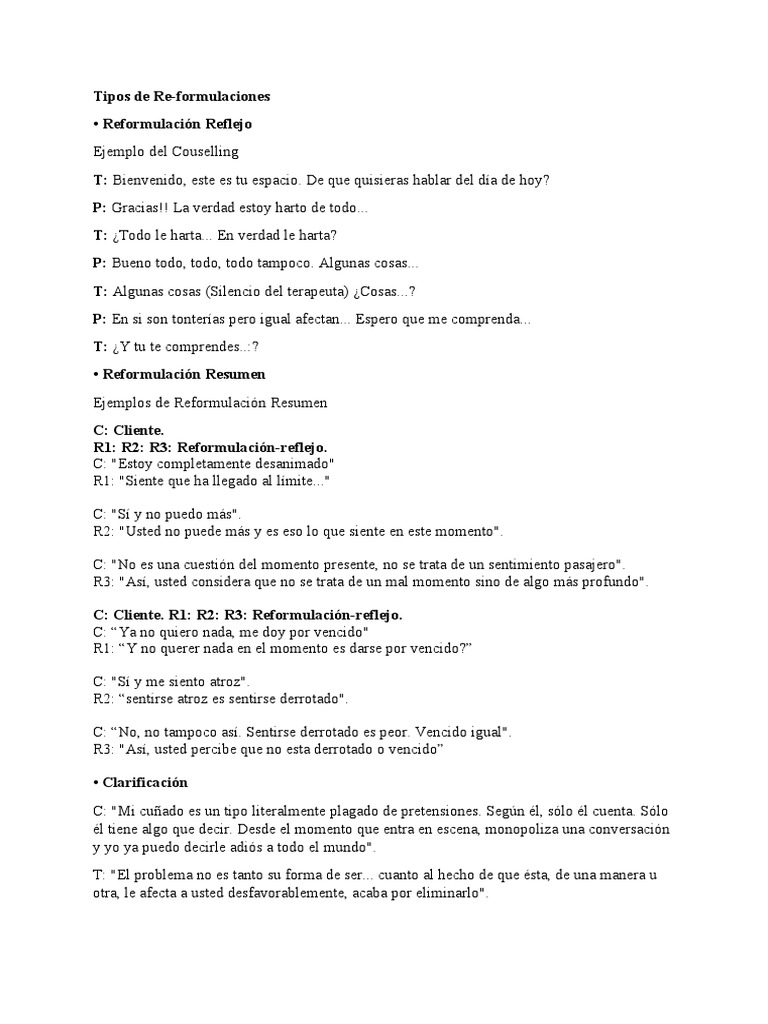 Tipos de Reformulaciones | PDF