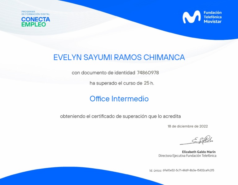 FT PE - Certificado OFFICE INTERMEDIO | PDF