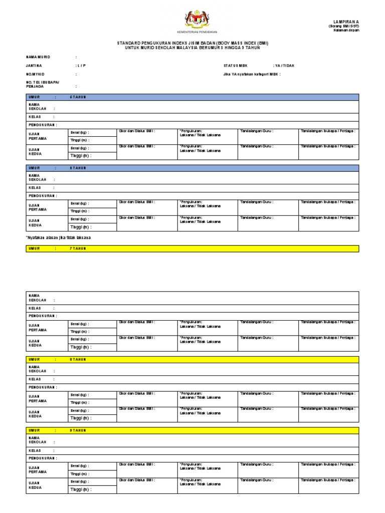 Borang BMI 2022 | PDF