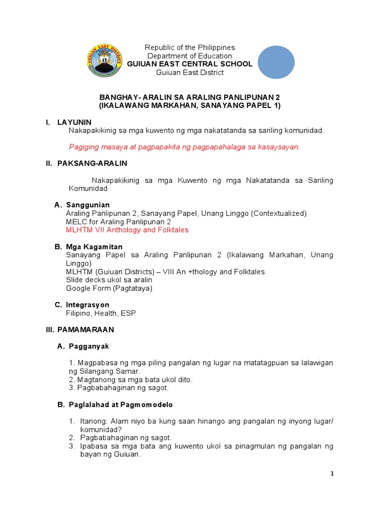 Lesson Plan - Aral. Pan | PDF