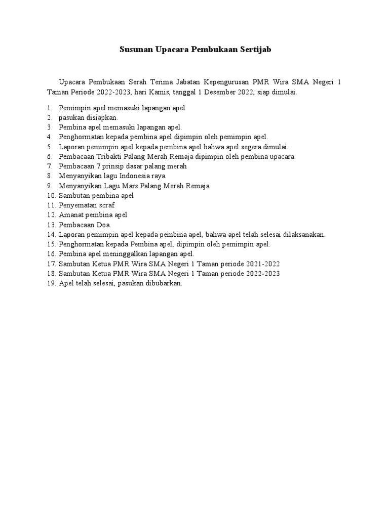 TEKS PROTOKOL SERTIJAB | PDF