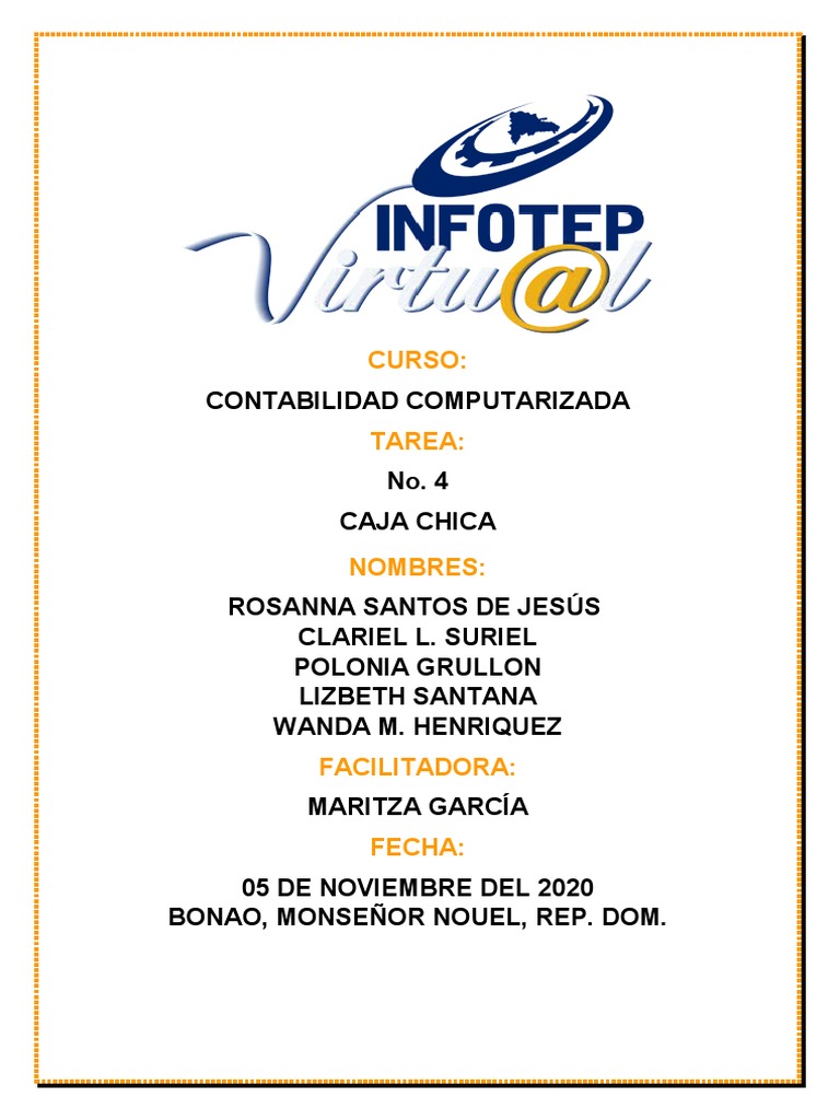 Tarea Iv de Infotep Contabilidad Computarizada | PDF | Contabilidad | Bancos