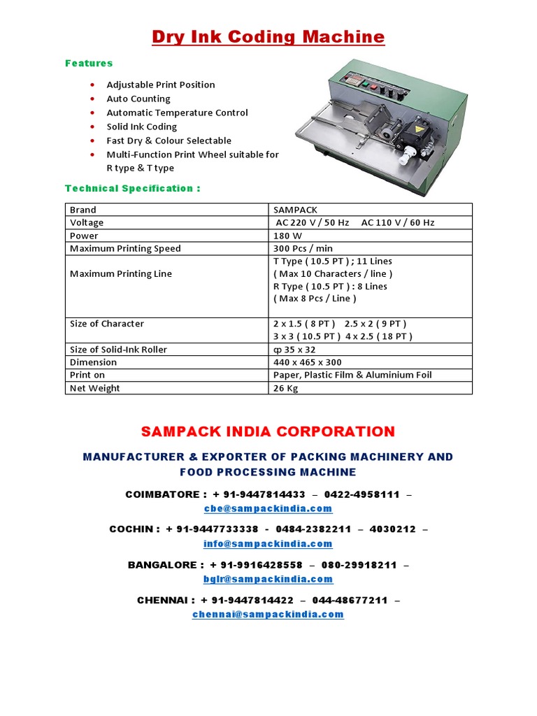 Batch Coding Machine | PDF