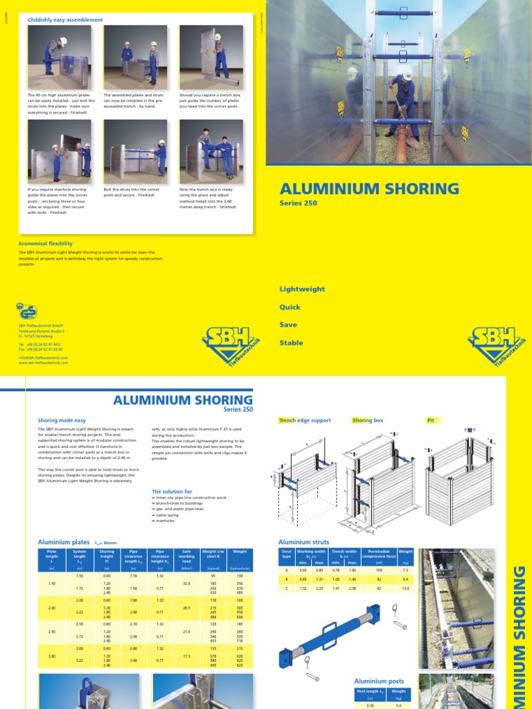 SBH Aluminium Shoring 250 BR e 0410 PDF | PDF | Trench | Equipment