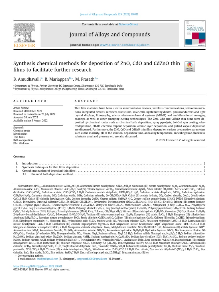 CdO Reaction PDF | PDF | Thin Film | Nature