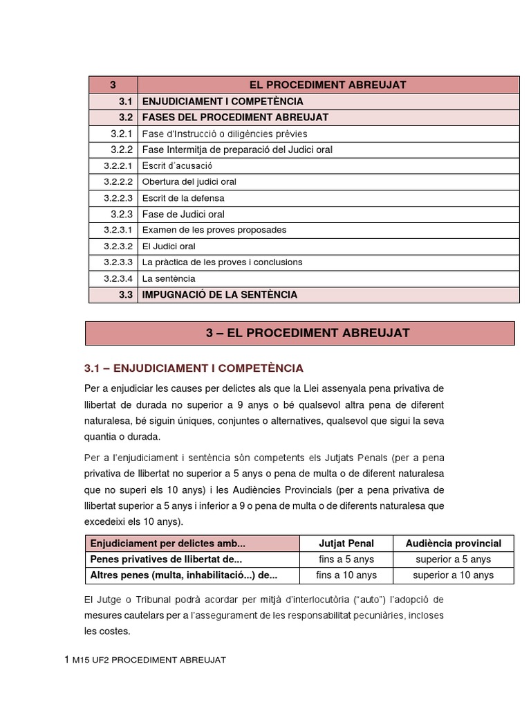 EL PROCEDIMENT ABREUJAT (Teoria) | PDF