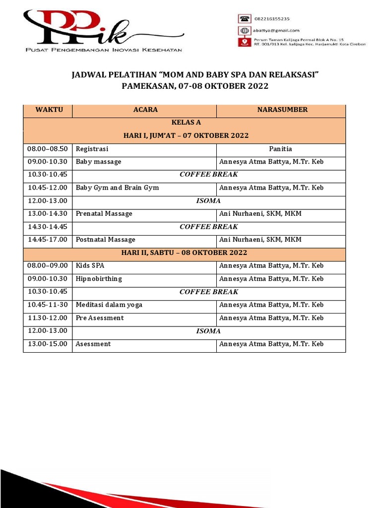 Jadwal Pelatihan Pamekasan 7-8 OKT 20222 PDF | PDF