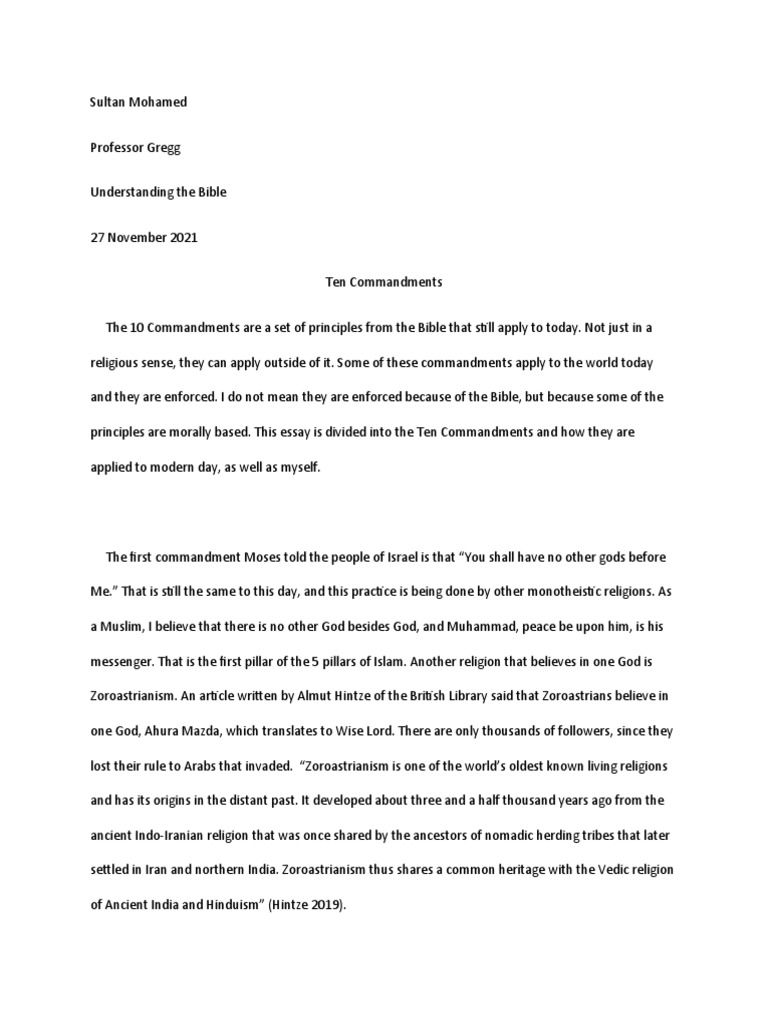 Ten Commandments Reflection Paper | PDF | Idolatry | Ten Commandments