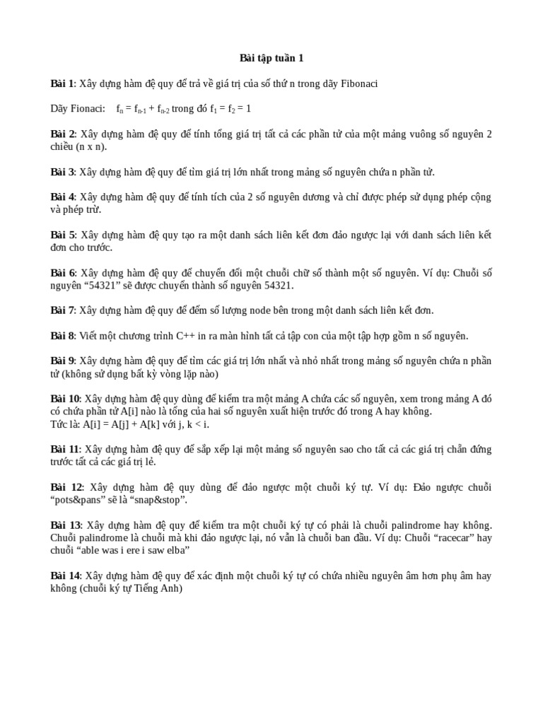 Bai Tap Tuan 1 | PDF