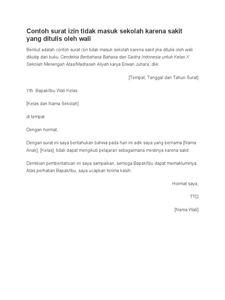 Contoh Cara Menulis Surat Izin Dengan Benar | PDF