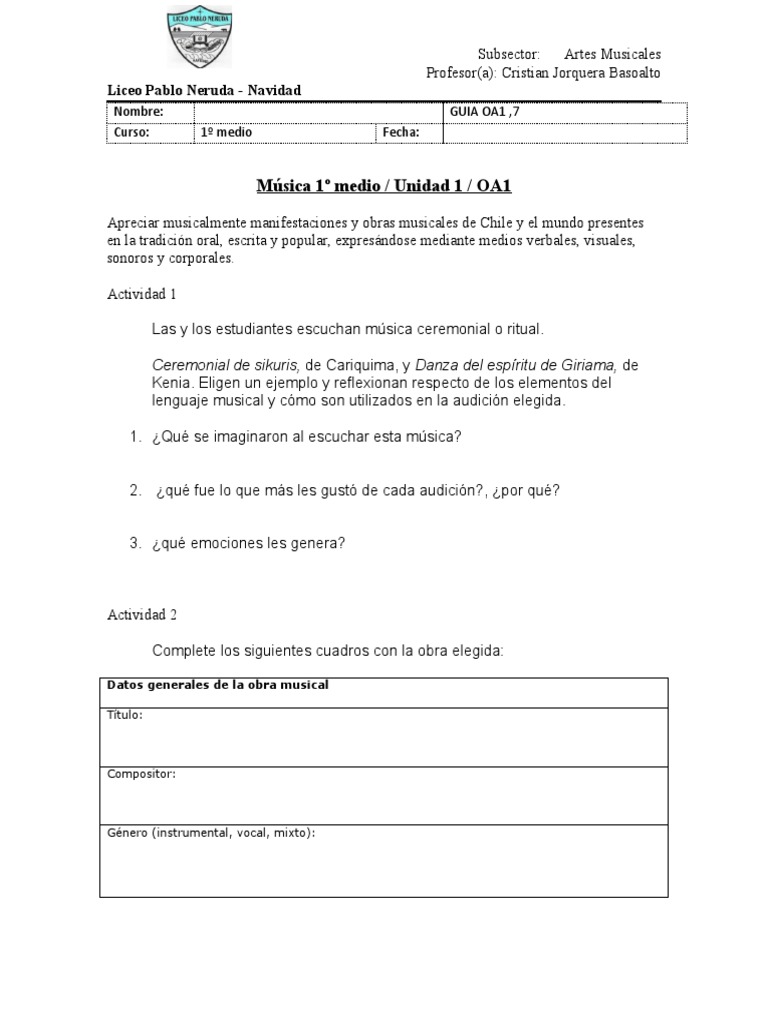 GUIA OA1 1°MEDIO | PDF