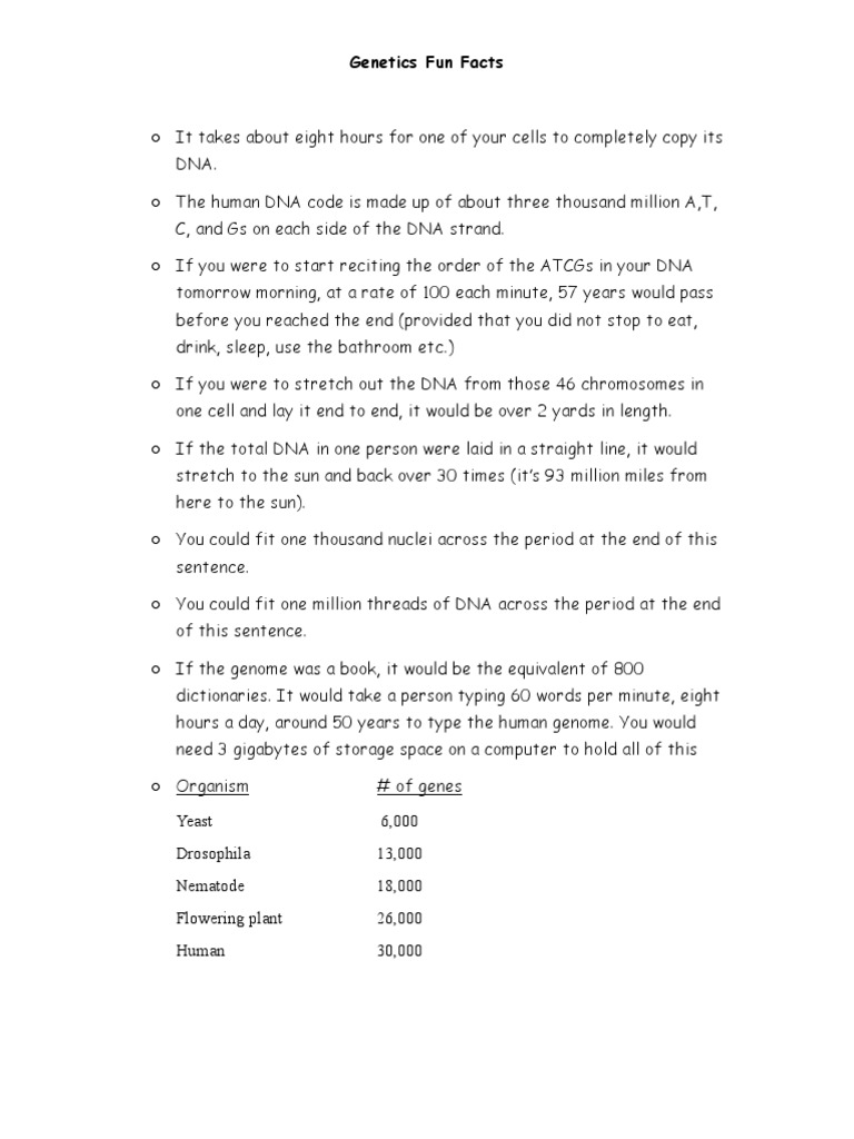 Genetics Fun Facts | PDF