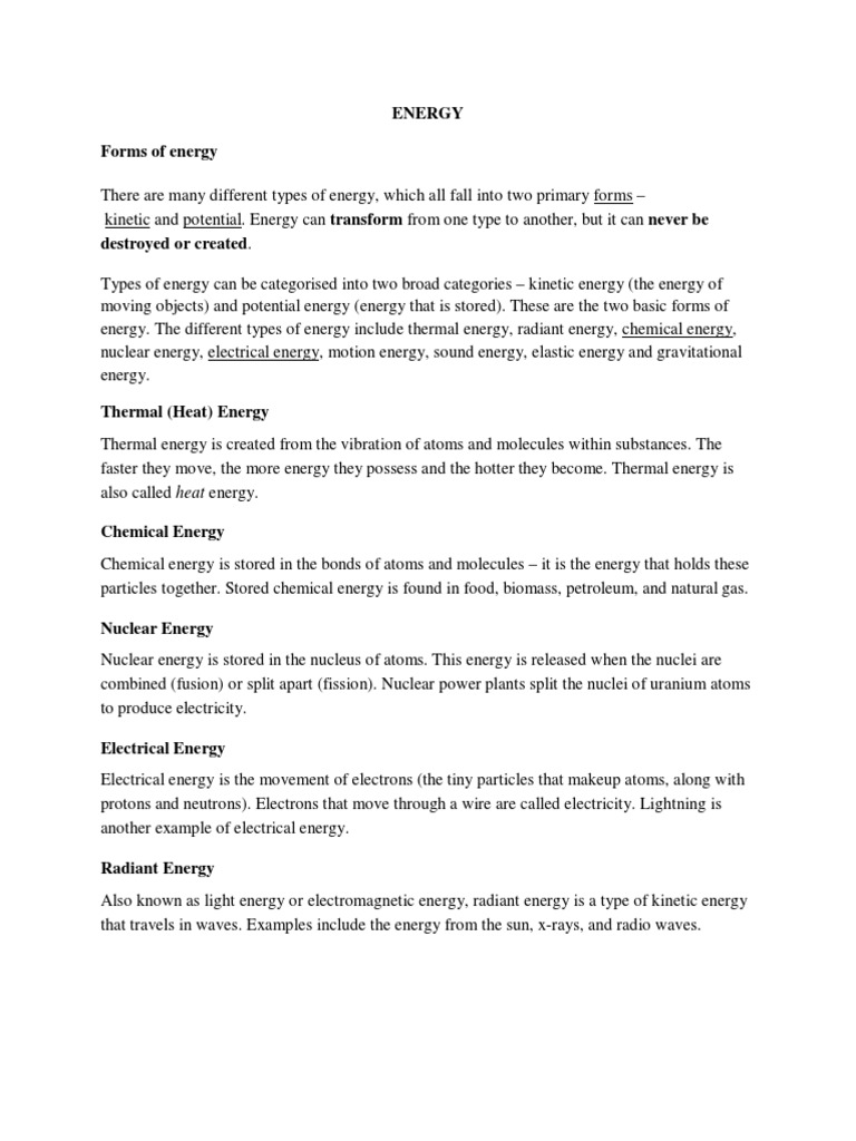Handout 1 - Energy PDF | PDF | Atoms | Atomic Nucleus