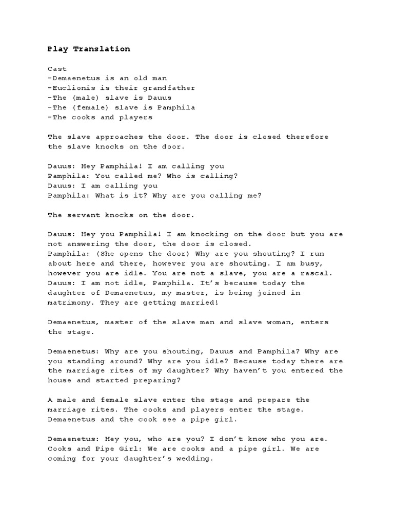 Pamphilus de Amore Play Translation (Incomplete) | PDF | Art