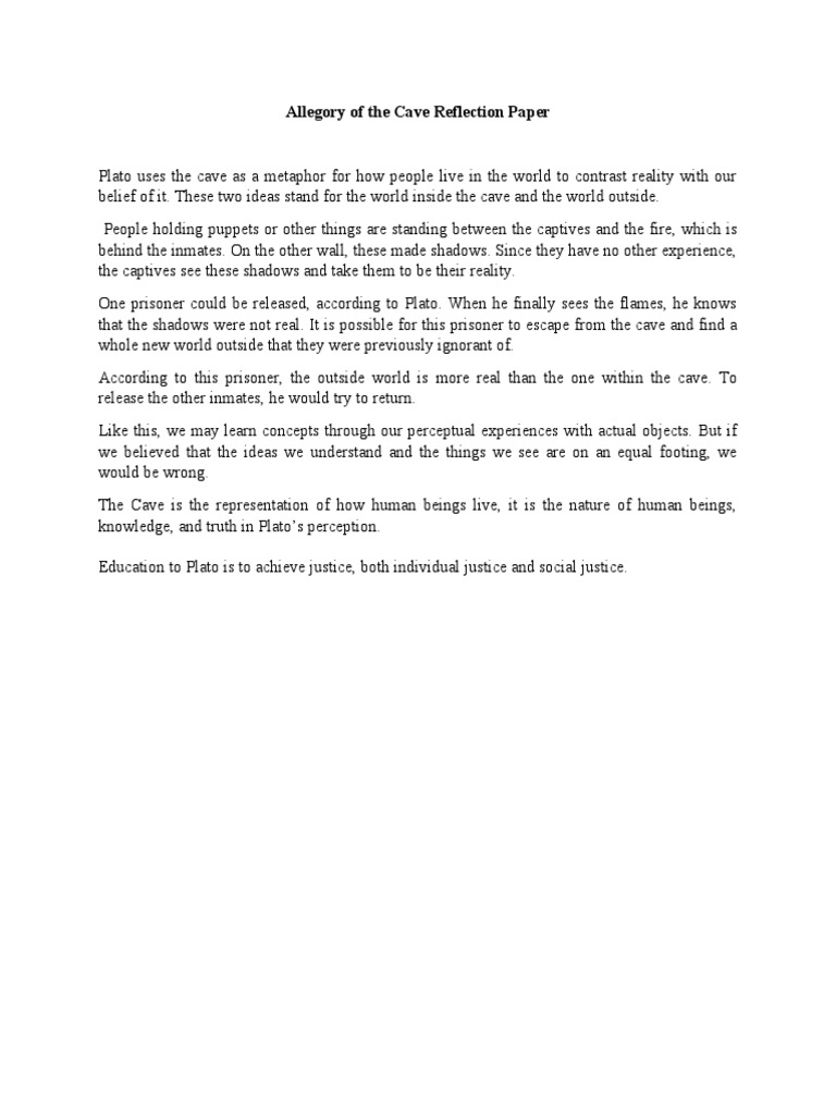 Allegory of The Cave (Reflection Paper) | PDF