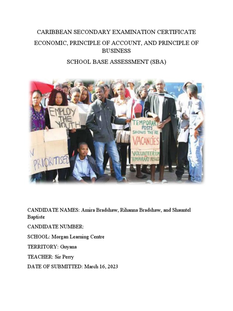 Economics, Principle of Accounts and Principle of Business SBA-1 | PDF ...