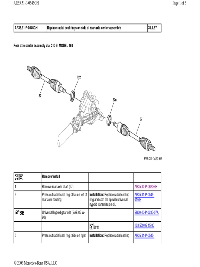 R&I Rear Axle Shaft Seal | PDF | Axle | Mechanical Engineering