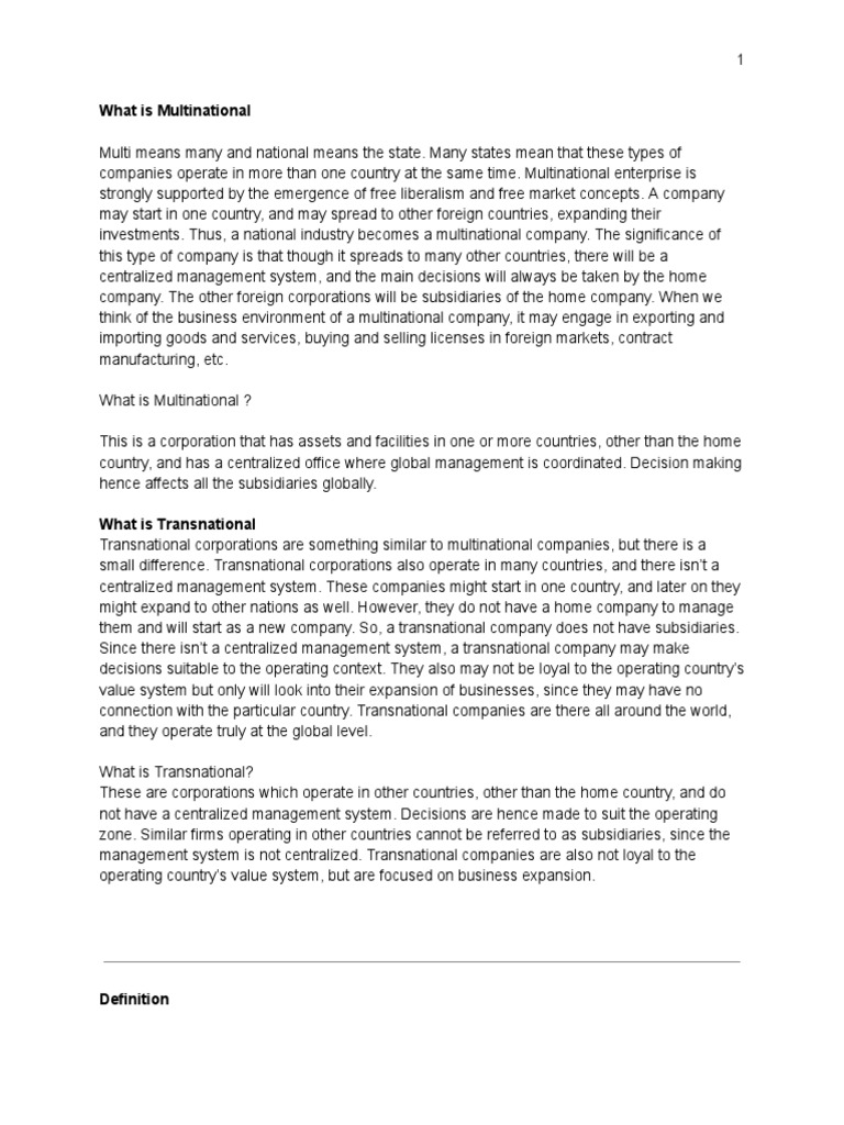 TNC VS MNC PDF | PDF | Multinational Corporation | Economies
