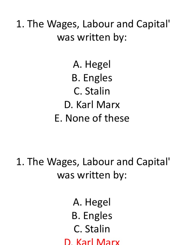 Marxism MCQs for Sociology Students | PDF | Marxism | Karl Marx