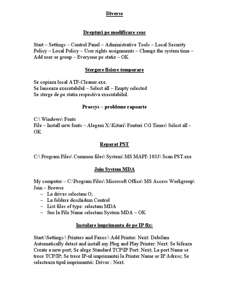 Microsoft Word - Configurare PC | PDF | Microsoft Windows | Computer File