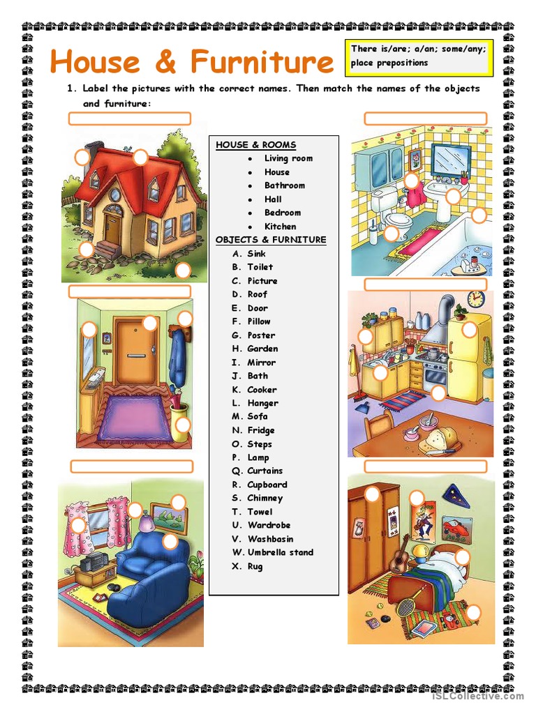 House & Furniture - Prepositions of Place PDF | PDF | Room | Bed