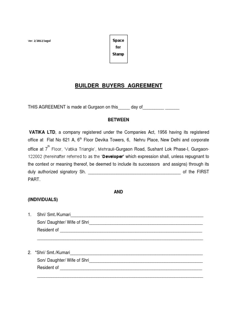 Builder Buyers Agreement: Between | PDF | Taxes | Payments