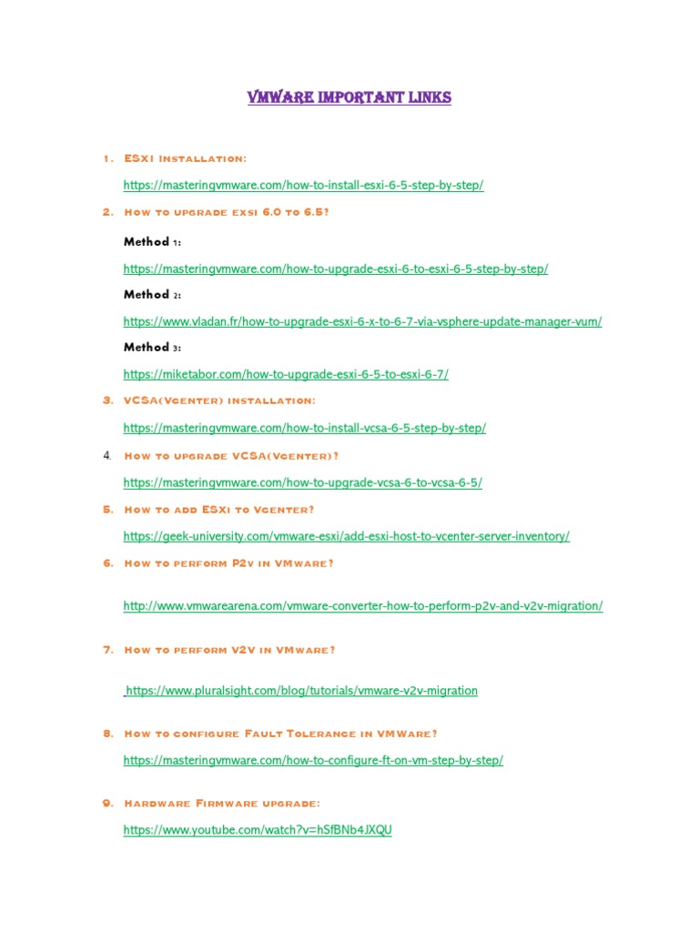 VMware Important Links | PDF