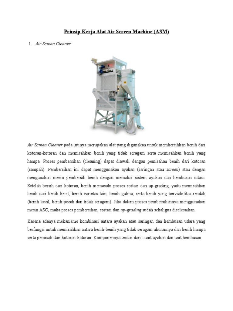 Prinsip Kerja Alat Air Screen Machine | PDF