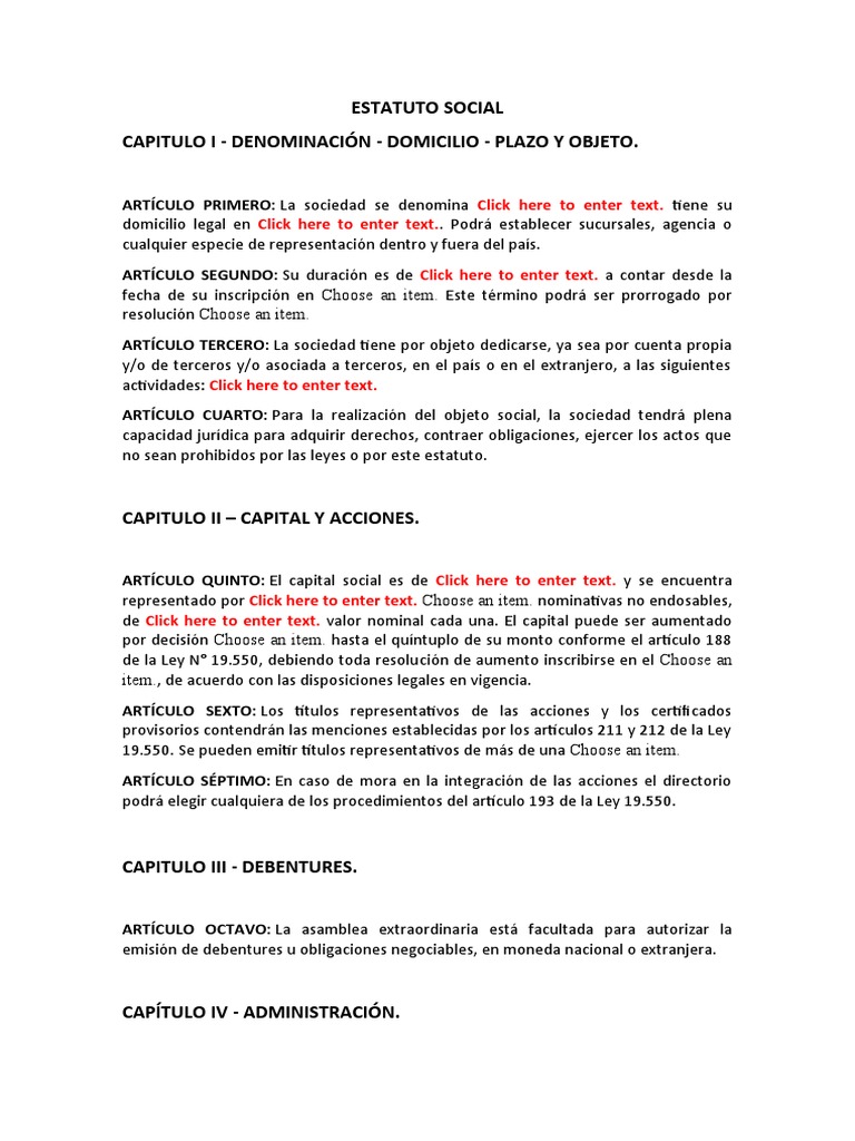 Estatuto Social | PDF | Compartir (Finanzas) | Gobierno