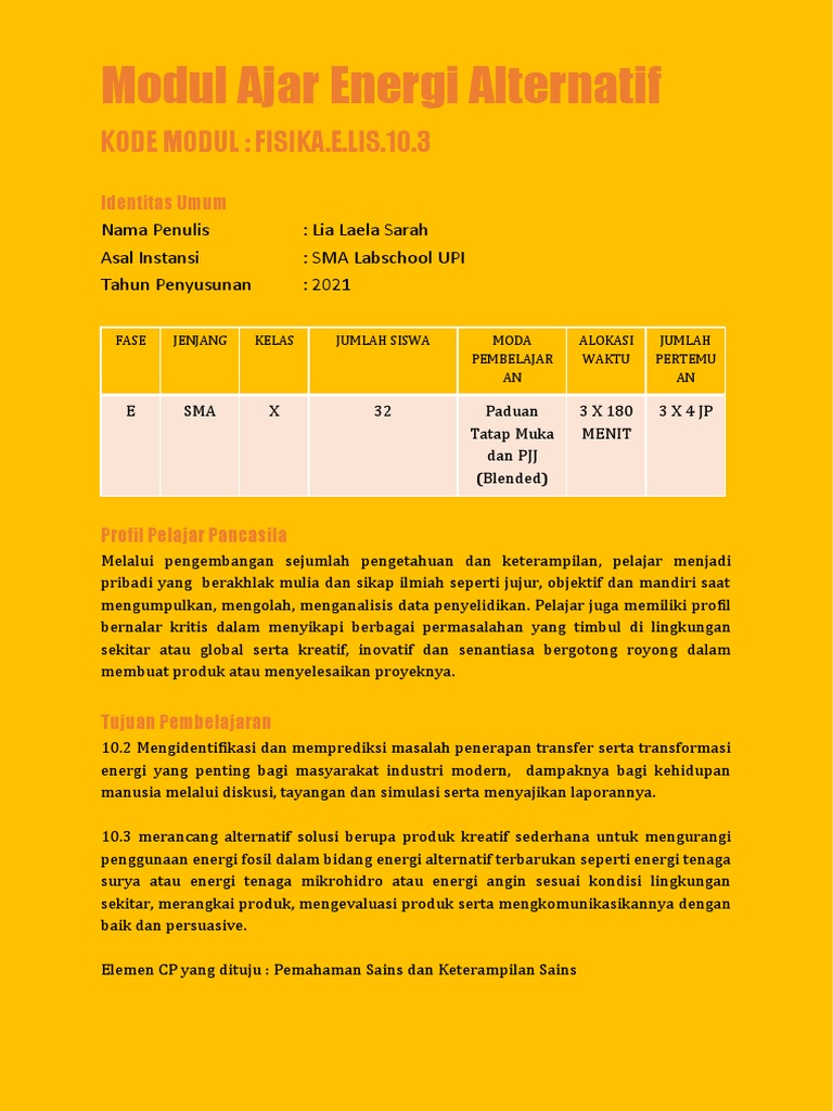 Modul Ajar ENERGI ALTERNATIF REV | PDF