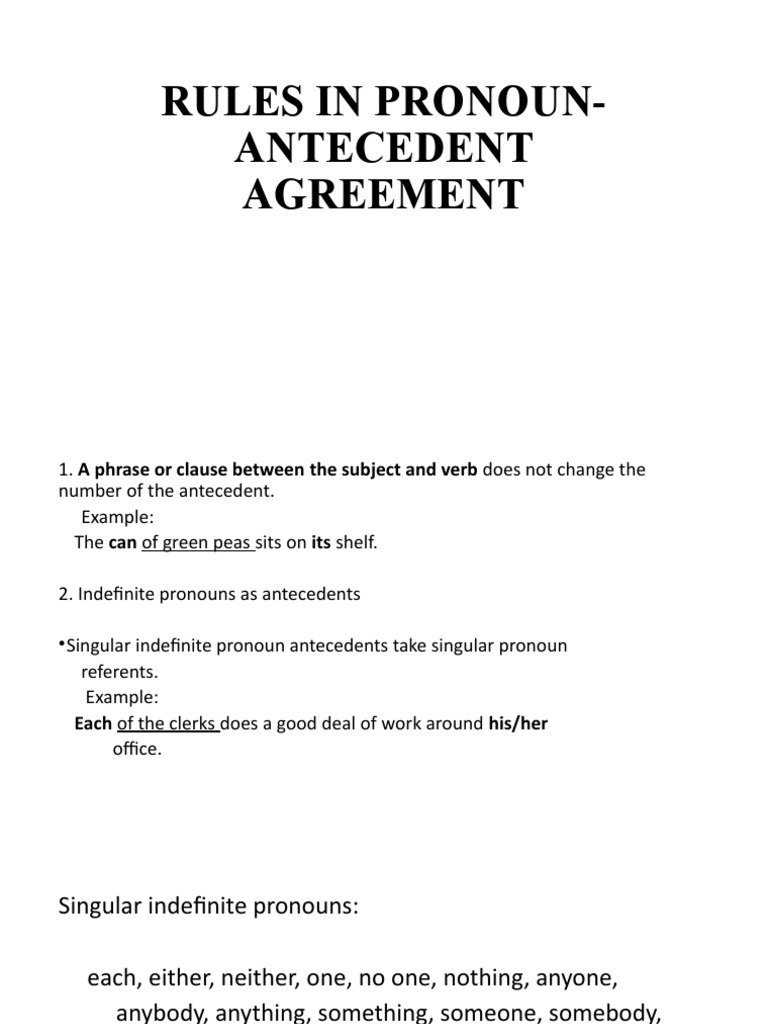 Pronoun-Antecedent Agreement Rules | PDF | Grammatical Number | Pronoun